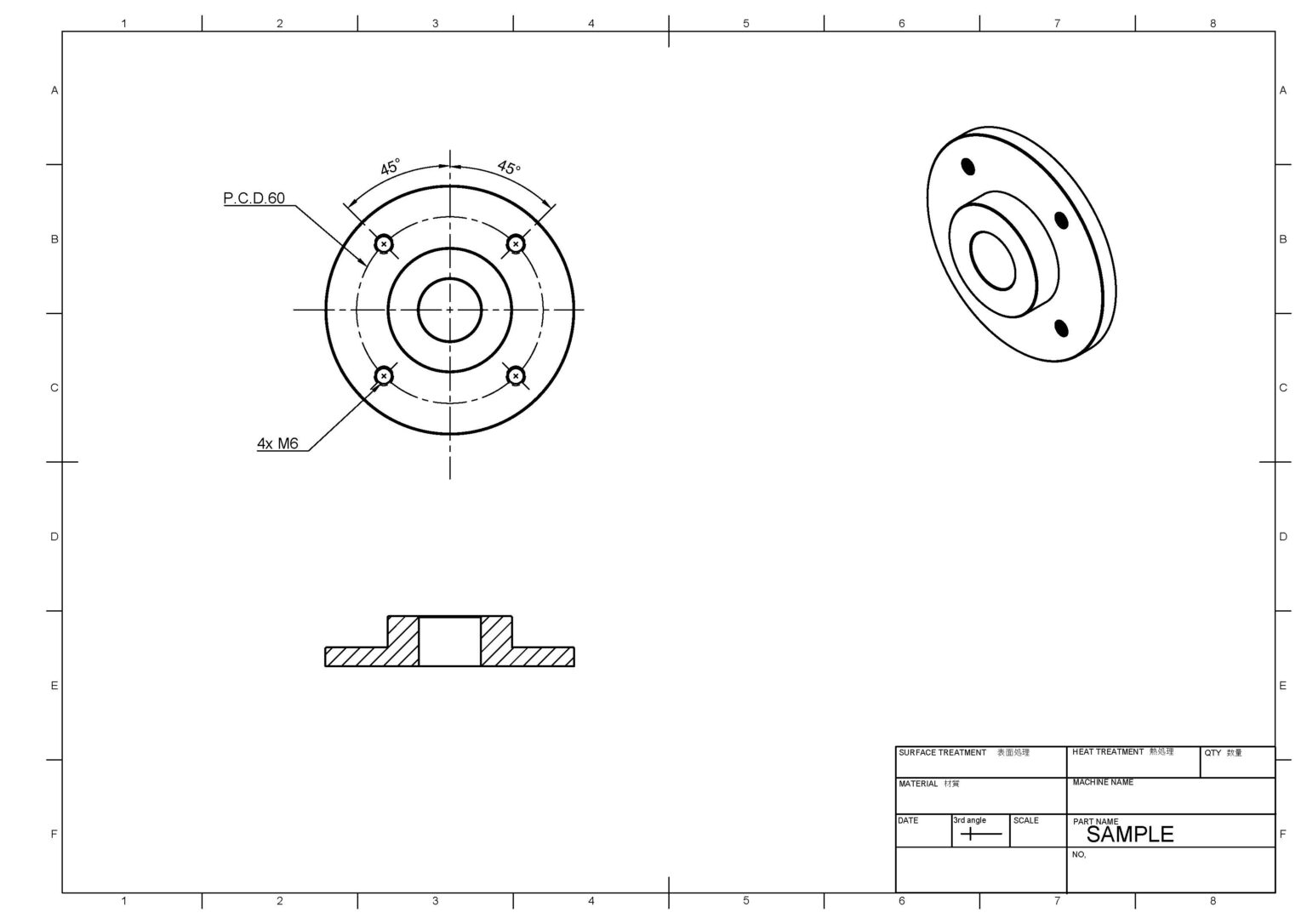 【機械部品図面】図面の寸法に書かれているPCD(P.C.D.)とは | モノキソ│機械加工＆ものづくりの基礎知識